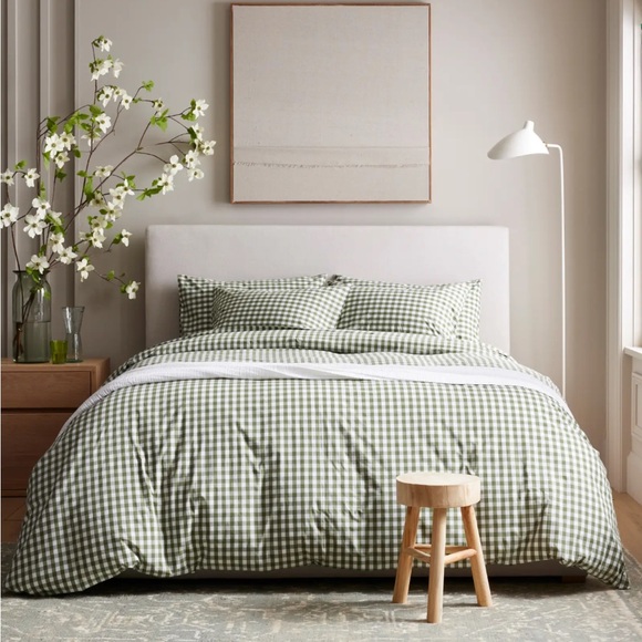 Quince | Bedding | New Quince Green Gingham Duvet Cover And Shams ...